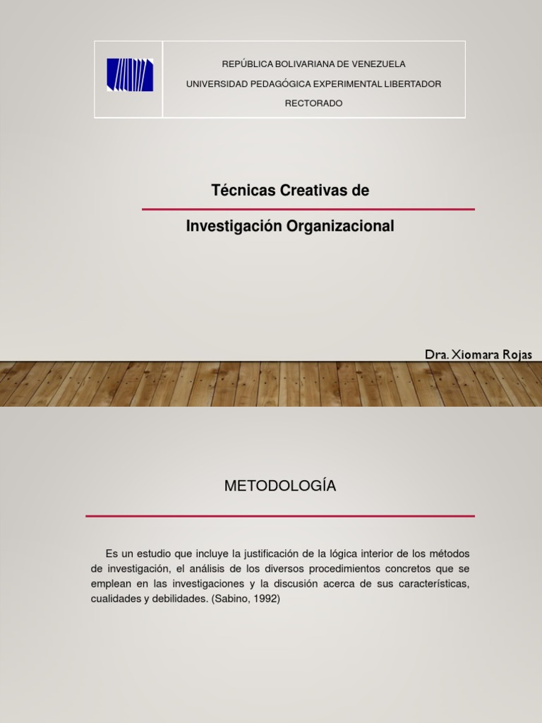 Técnicas Creativas de Investigación Organizacional | PDF | Paradigma ...