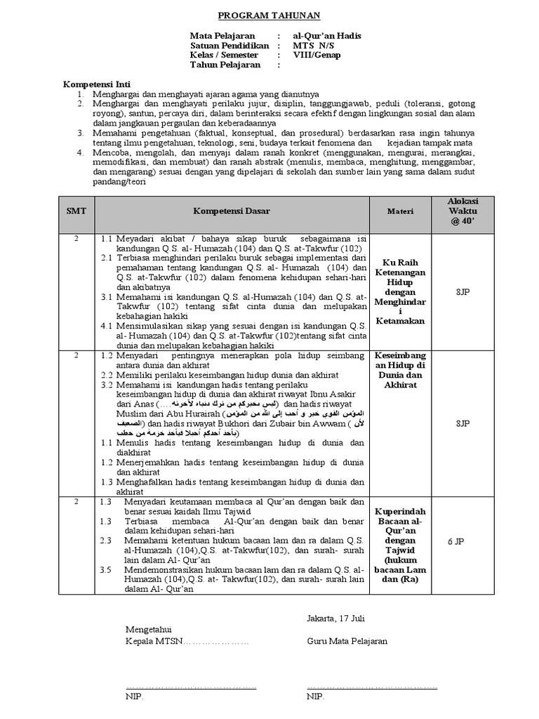 Prota Qurdis Kelas 8 Kurikulum Merdeka | PDF | Agama & Spiritualitas