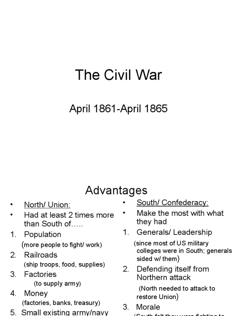 Civil War Strategies and Advantages | PDF | Union (American Civil War ...