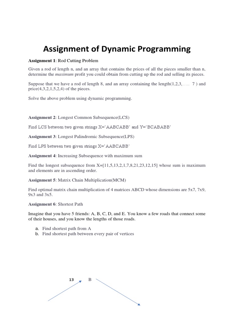 Assignment For Dynamic Programming Pdf Dynamic Programming Matrix