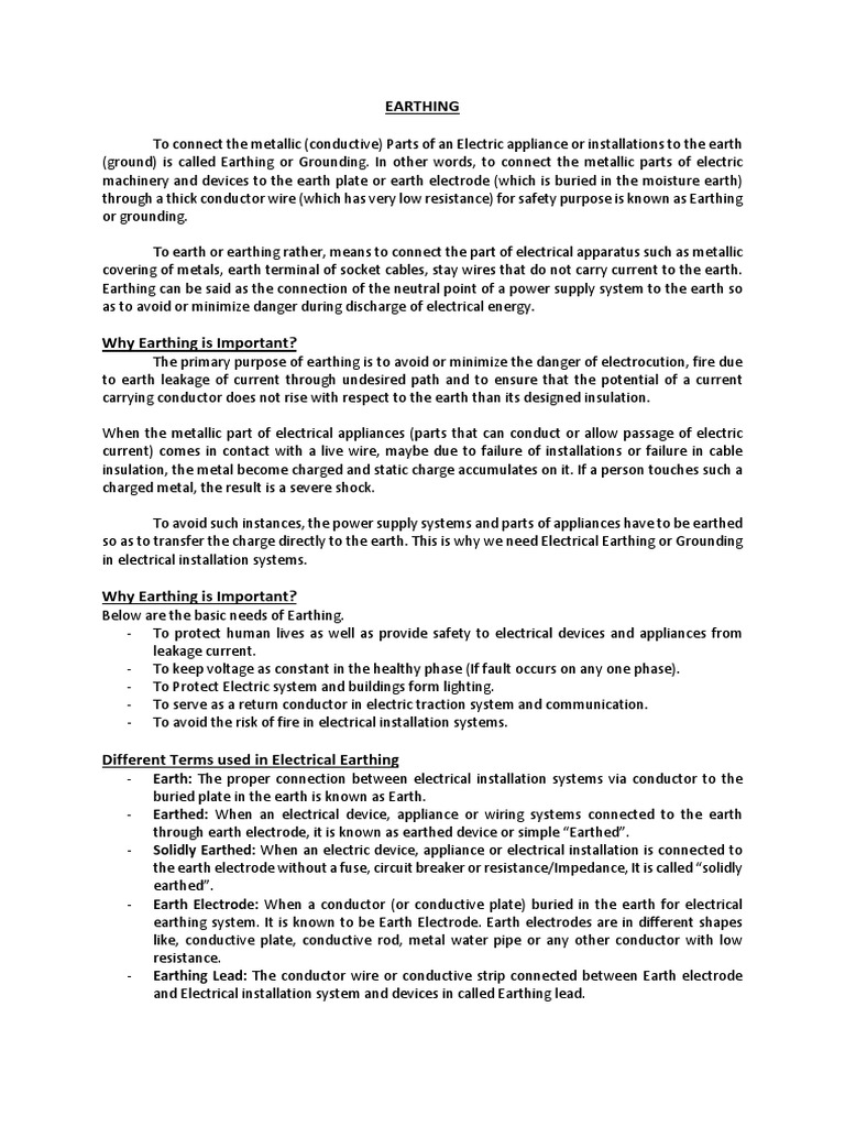 Earthing | PDF | Electrical Wiring | Insulator (Electricity)