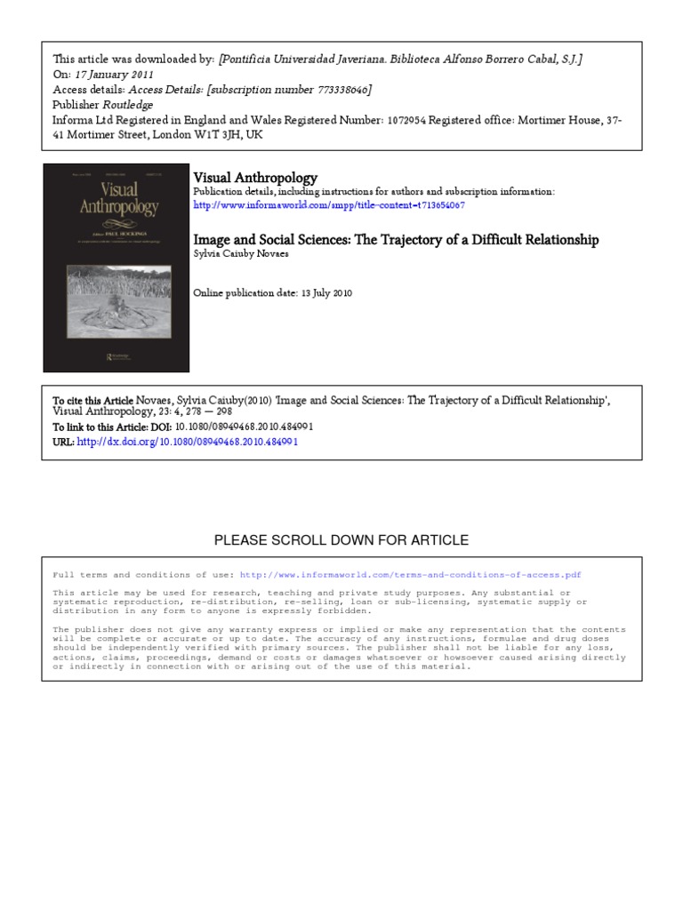 Visual Anthropology: Publication Details, Including Instructions For ...