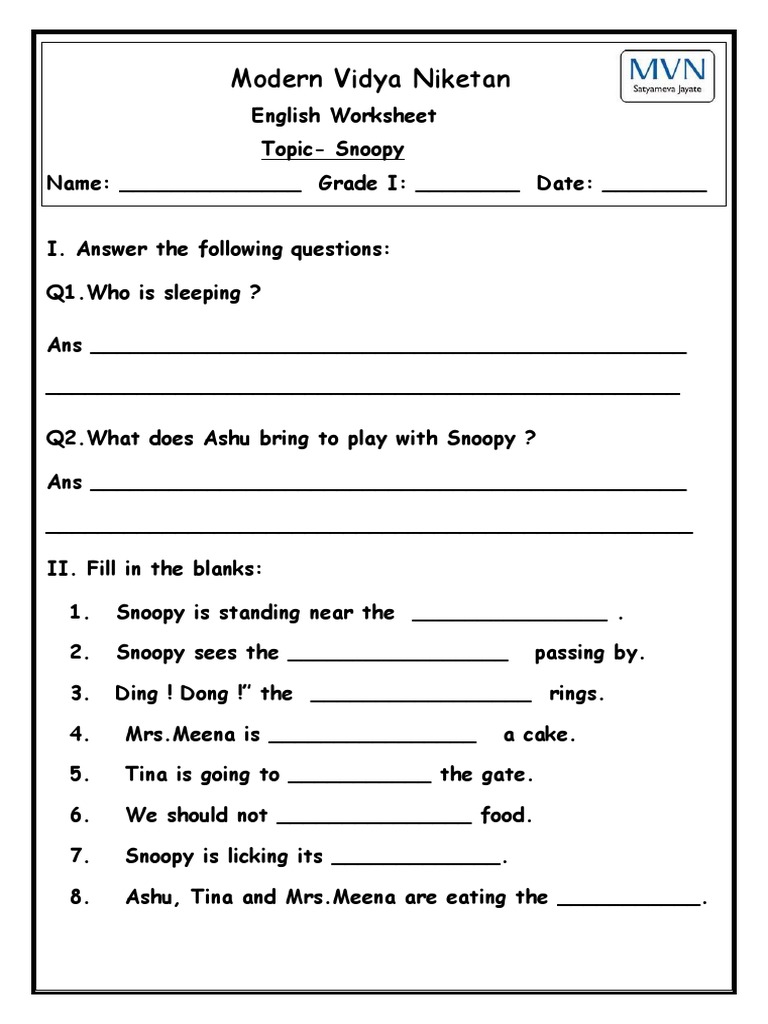 Snoopy Worksheet | PDF