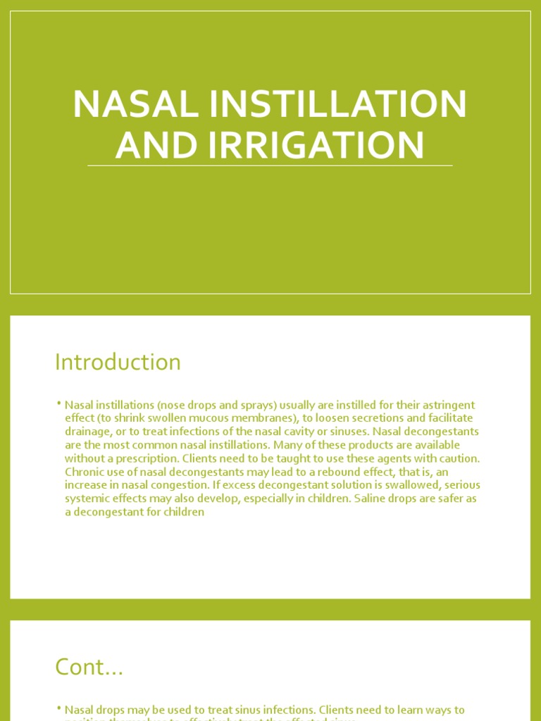 Nasal Instiillation and Irrigation | PDF
