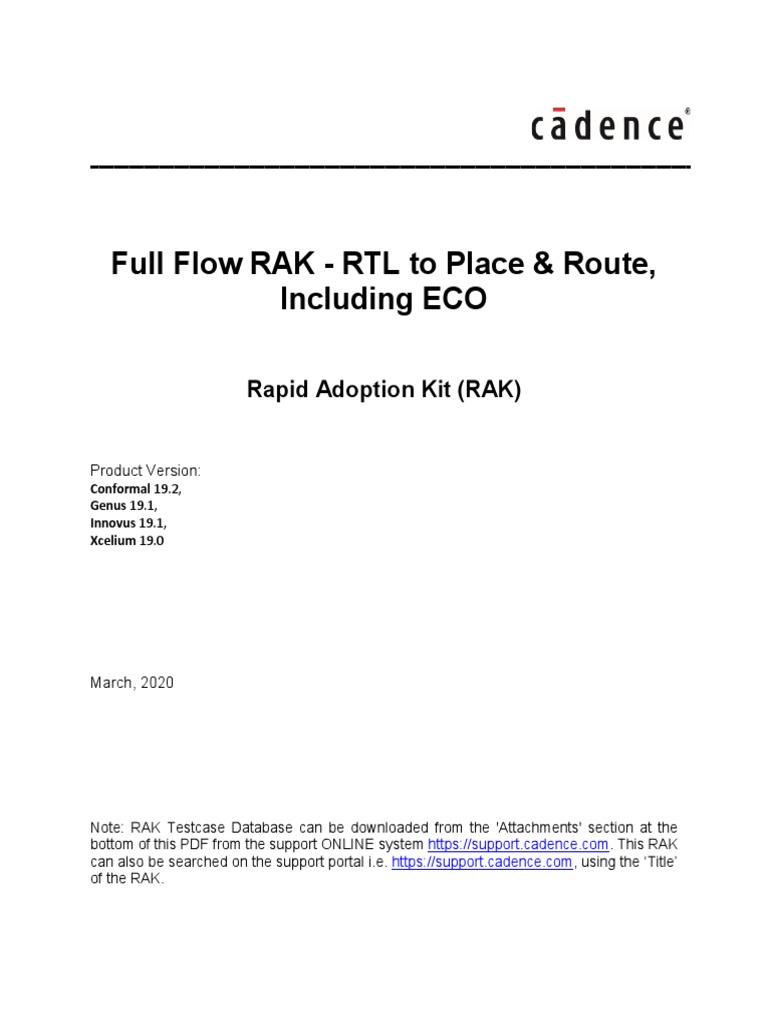 Full Flow RAK - RTL To Place & Route, Including ECO: Rapid Adoption Kit ...