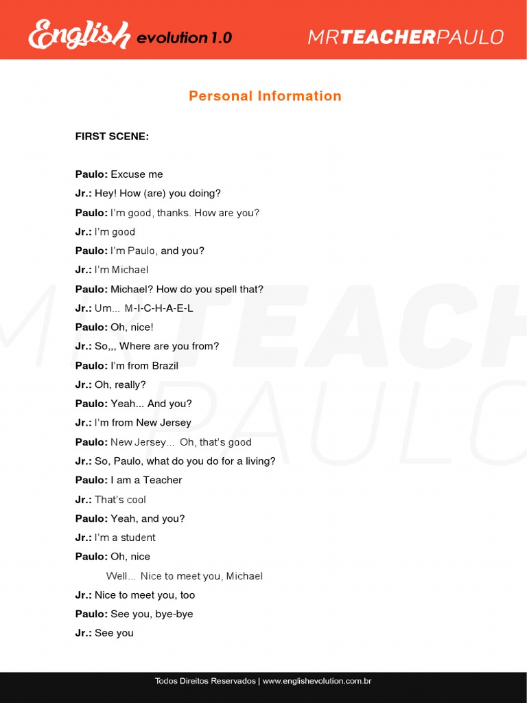 Personal Information 2 - Atividade | PDF | Brazil