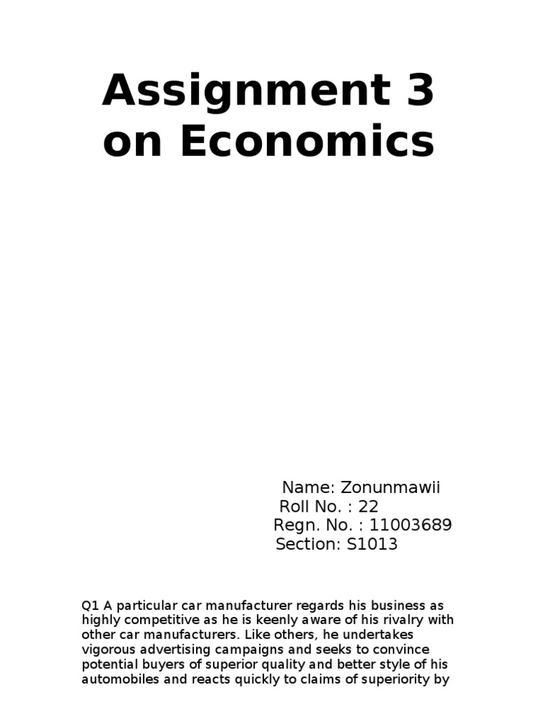 MANAGERIAL ECONOMICS Assignment | PDF | Monopoly | Oligopoly