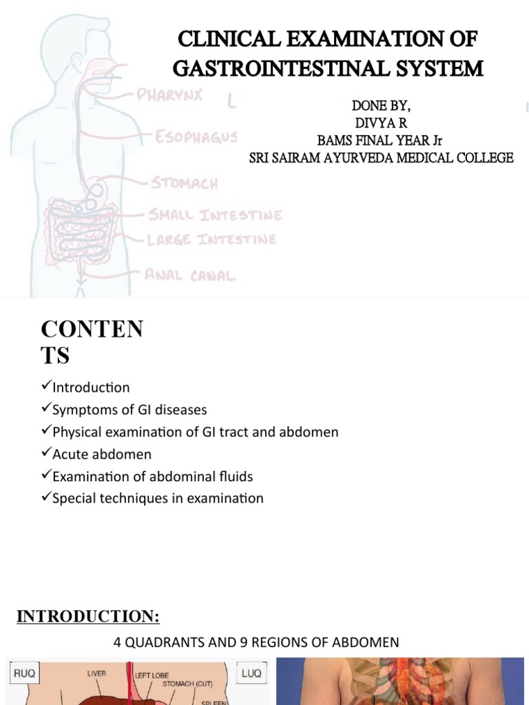 Clinical Examination of Gastrointestinal System | PDF | Digestive ...