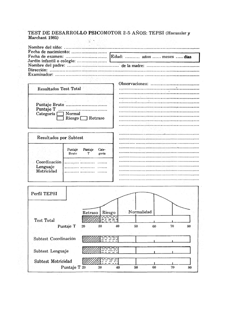 Test de Tepsi (Ficha de Aplicación) | PDF