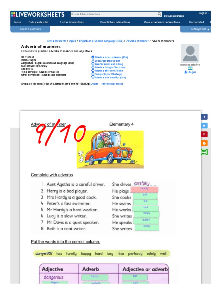 Ejercicio de Adverb of Manners | PDF | Red mundial | Internet y web