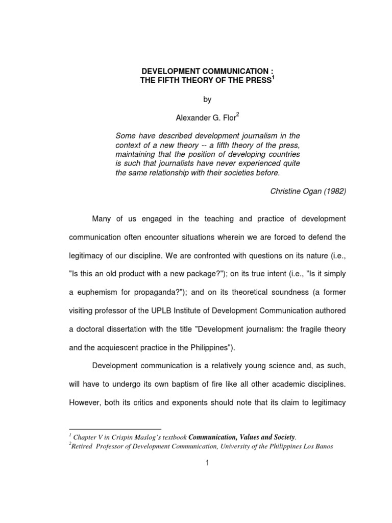 Development Communication: Fifth Press Theory | PDF | Theory ...