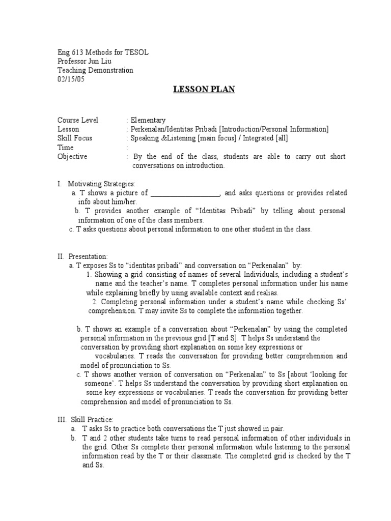 Sample Lesson Plan | PDF | Reading Comprehension | Lesson Plan