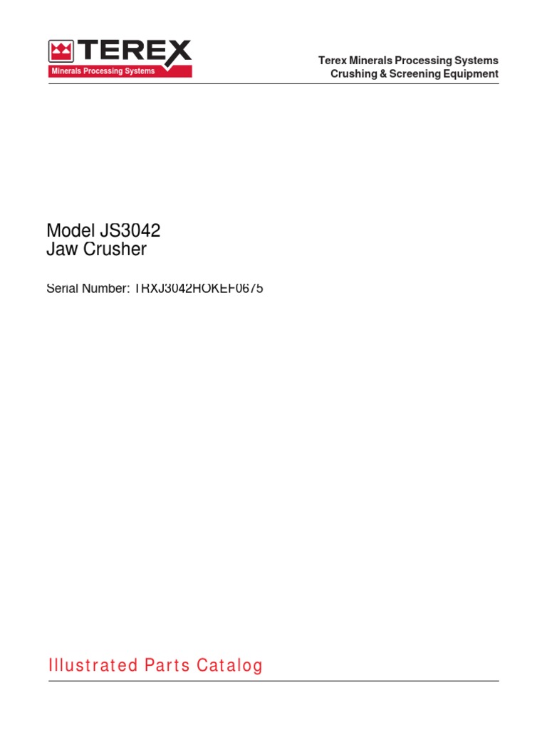 Model JS3042 Jaw Crusher: Illustrated Parts Catalog | PDF | Bearing ...