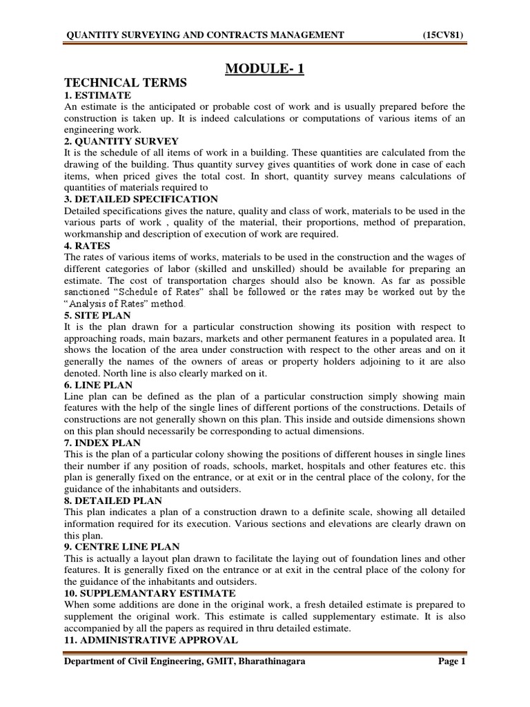 Quantity Surveying and Contract Basics | PDF | Specification (Technical ...