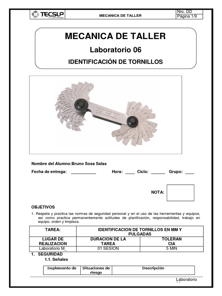 Identificación y clasificación de tornillos según normas DIN e ISO ...