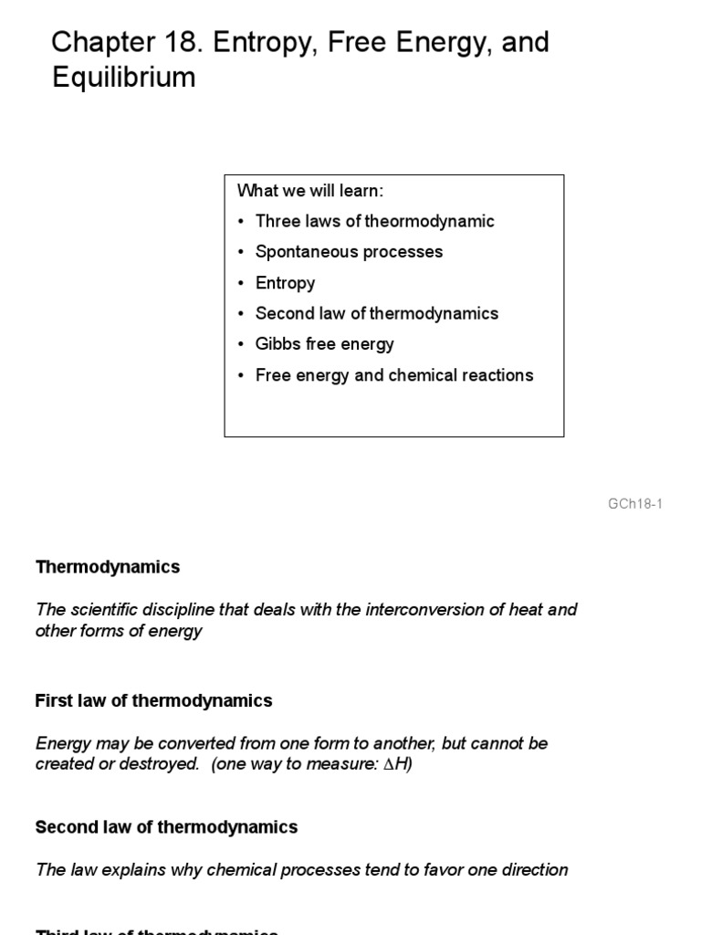 Chapter 18. Entropy, Free Energy, and Equilibrium | PDF | Entropy ...