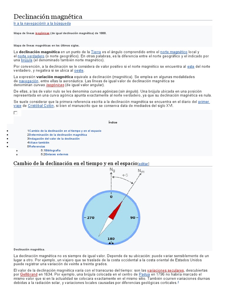 Definición y Cálculo de Declinación Magnética | PDF | Navegación ...