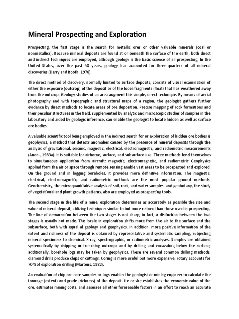 Mineral Exploration Techniques | PDF | Prospecting | Geology