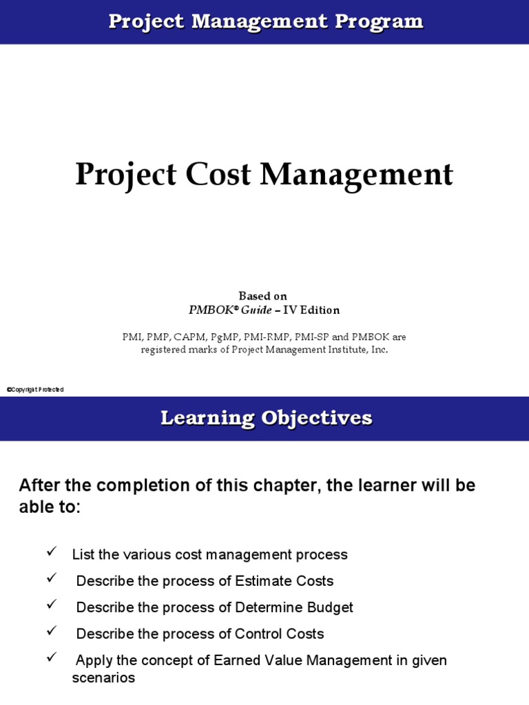 Project Cost Management: Pmbok Guide - IV Edition | PDF | Economies ...