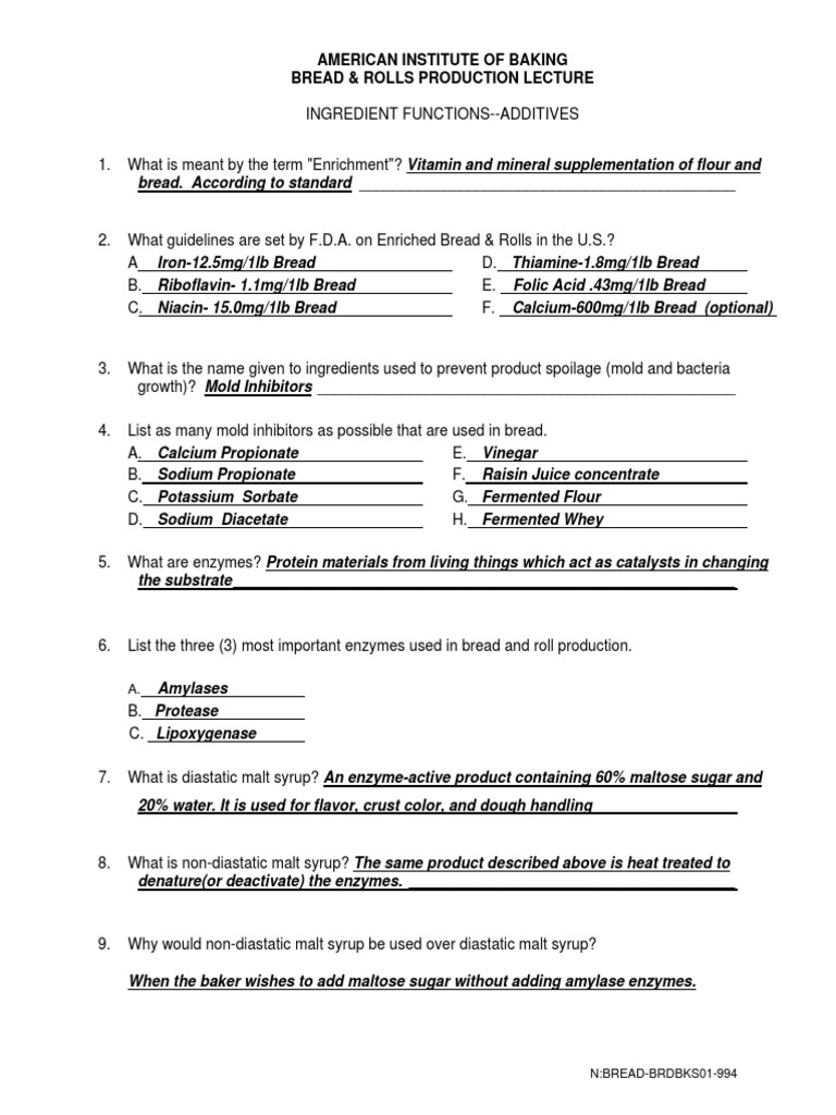 Ingridient Function AIB | PDF | Malt | Breads