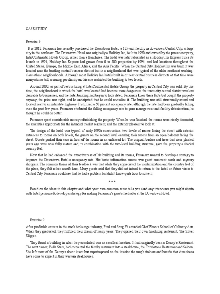 Case Study | PDF | Hotel | Restaurants