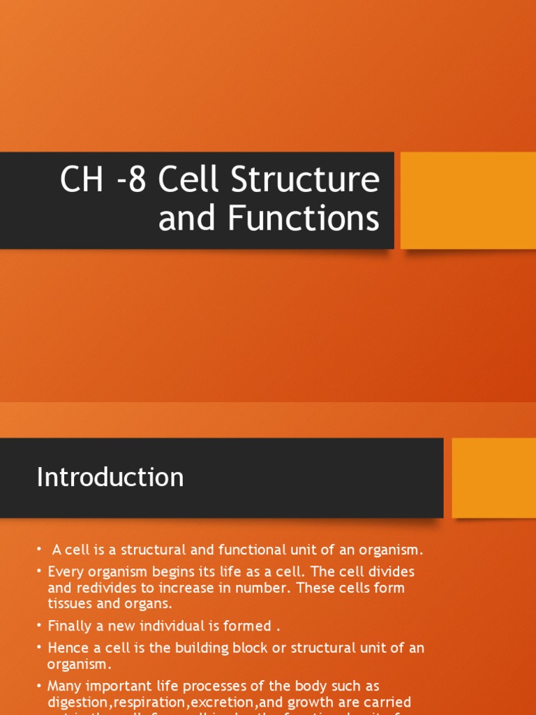 CH - 8 Cell and Cell Structure | PDF | Cell Nucleus | Eukaryotes