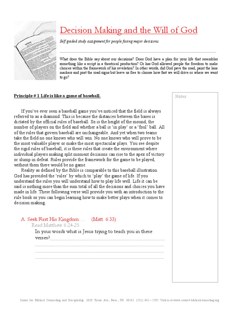 Decision Making in God's Will Guide | PDF | God | Prayer
