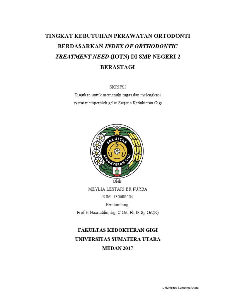 Tingkat Kebutuhan Perawatan Ortodonti Berdasarkan Index Of Orthodontic ...