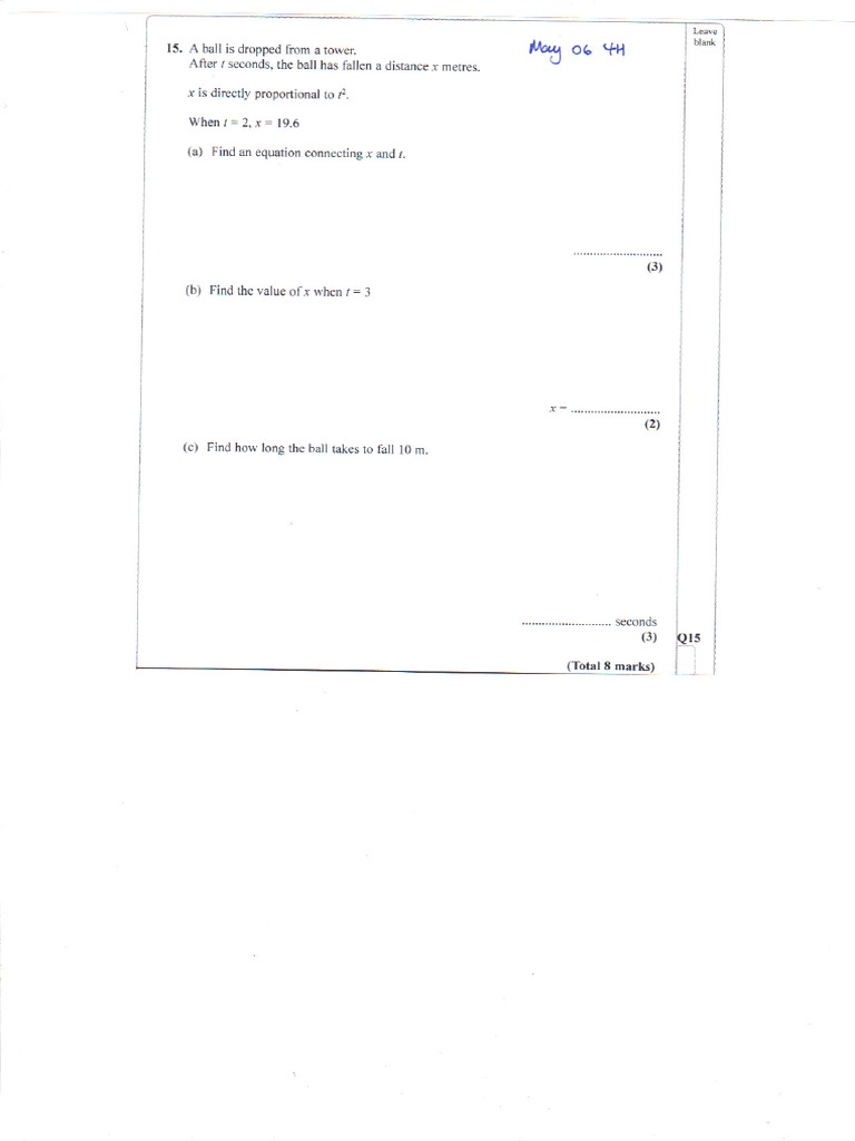7c Direct and Inverse Proportion Practice Questions | PDF