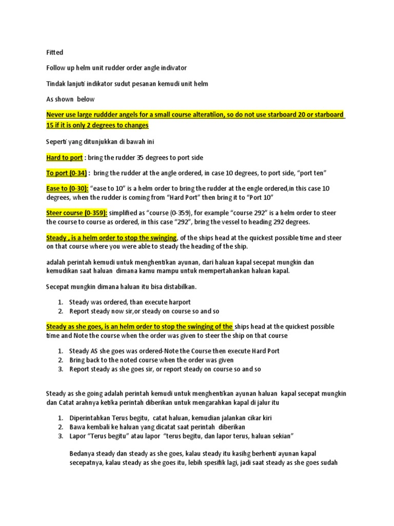 Aba Aba Kemudi | PDF | Watercraft | Ships