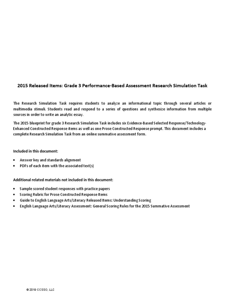 2015 Released Items: Grade 3 Performance-Based Assessment Research ...