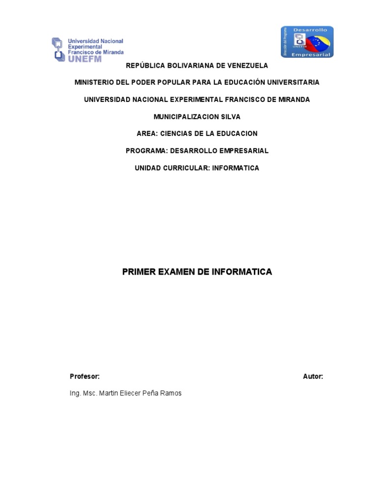 Tes Nuevo Formato de Informatica | PDF | Hoja de cálculo | Microsoft Excel