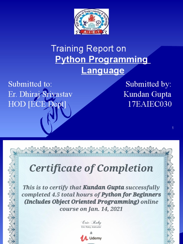 Training Report On: Python Programming Language | PDF | Python (Programming Language) | String ...