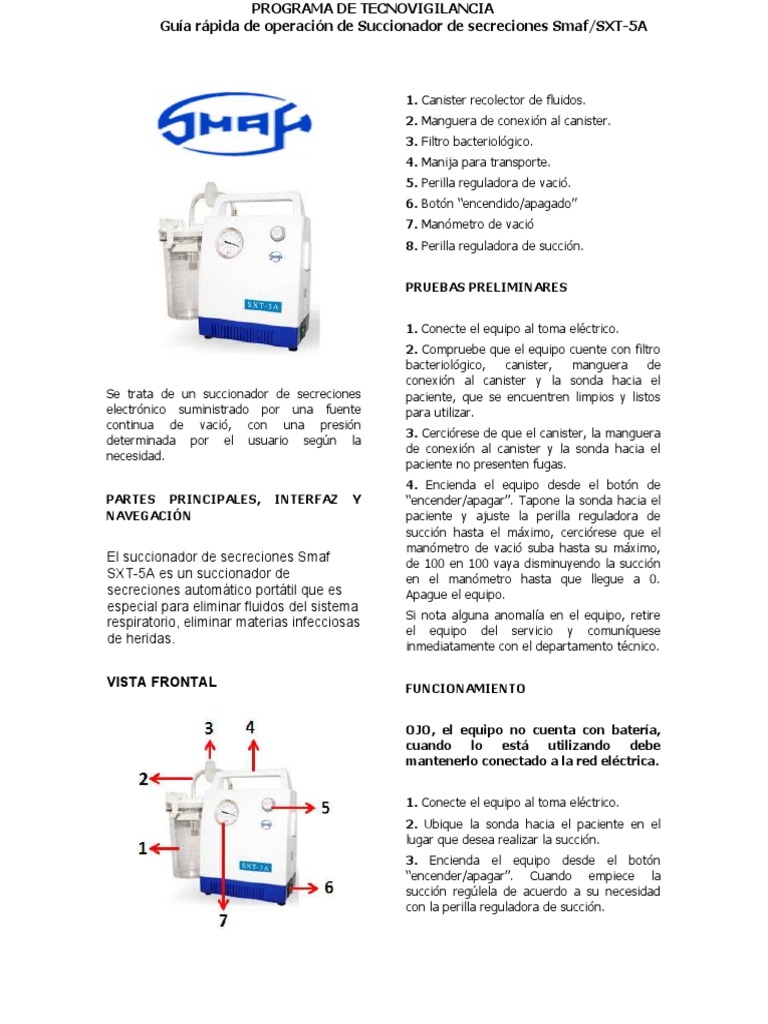 Guía Rápida Succionador Smaf SXT-5A | PDF | Naturaleza