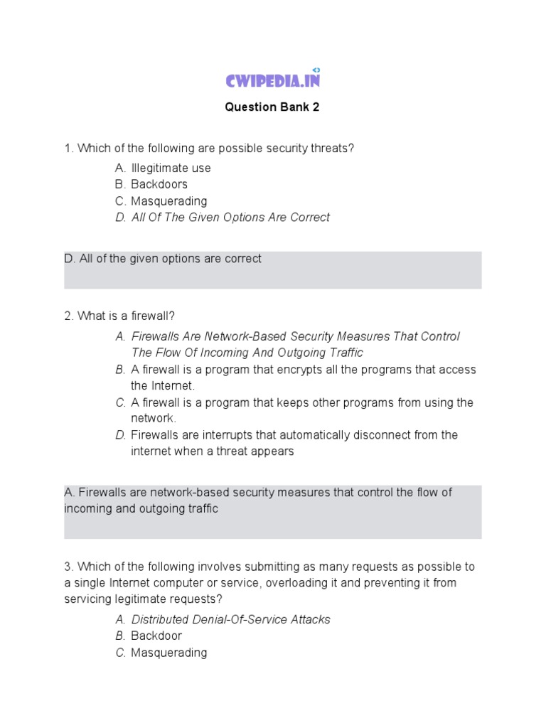 Done - Nis MCQ QB2 | PDF | Transport Layer Security | Key (Cryptography)