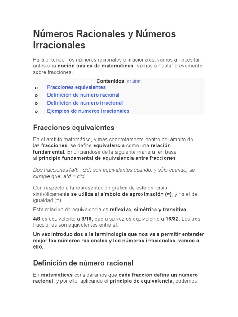 Números Racionales y Números Irracionales | PDF | Número racional | Números