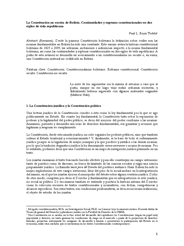 La evolución constitucional de Bolivia: Continuidades y cambios a ...