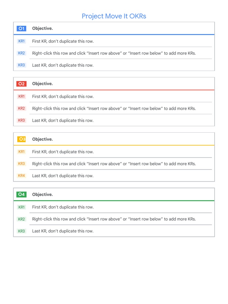 Activity Template Project Move It OKRs | PDF