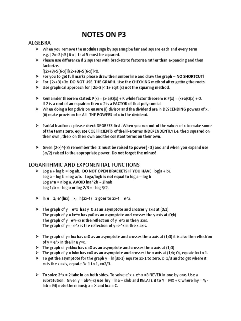 Revision Notes P3 0 P7 | PDF | Confidence Interval | Plane (Geometry)