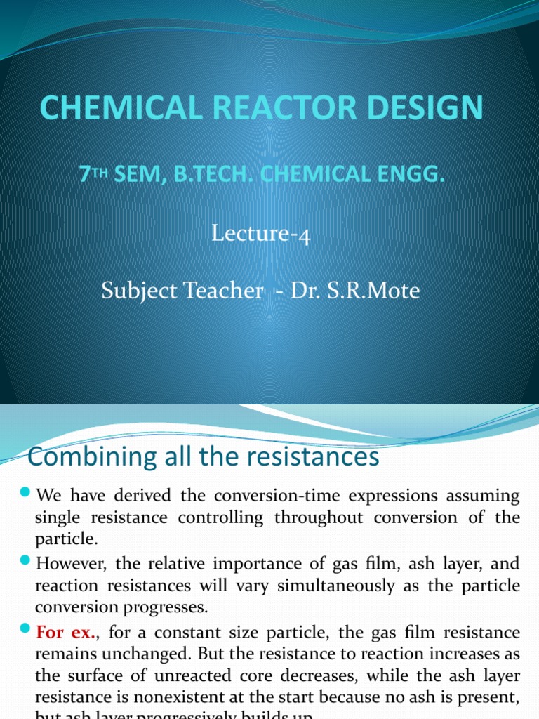 CHEMICAL REACTOR DESIGN LECTURE | PDF | Gases | Stoichiometry
