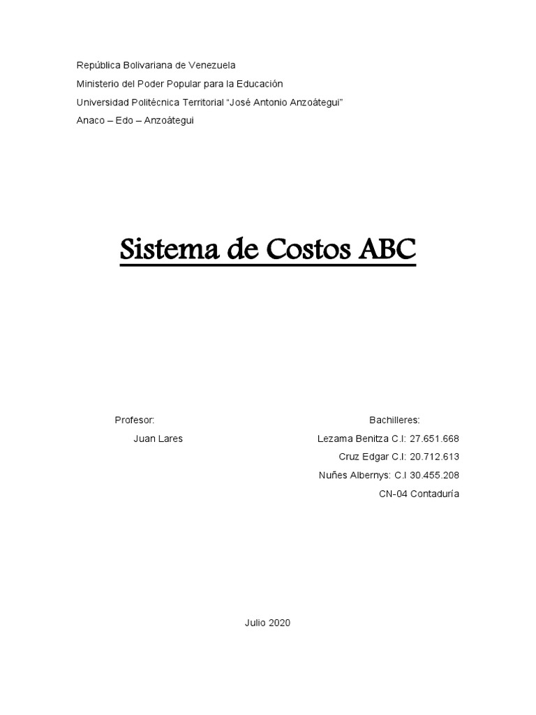 Sistema de Costos ABC | PDF | Costo | Empresas