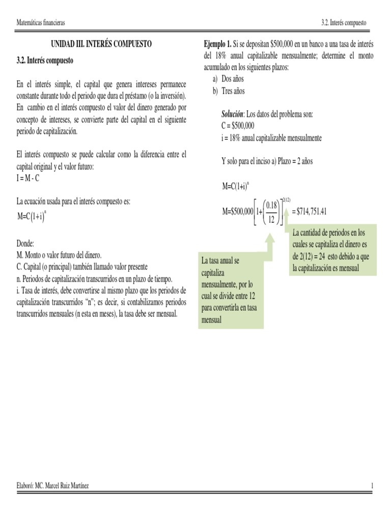 Teoria de Interes Compuesto | PDF | Interés | Bancario