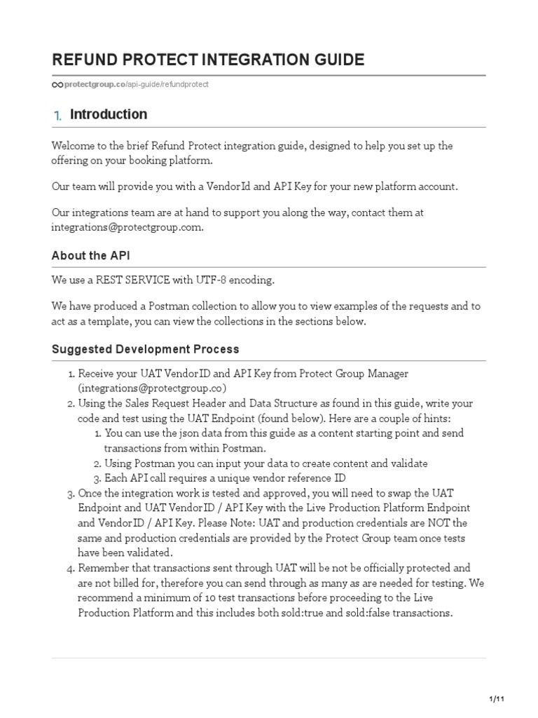 Api-Refund Protect Integration Guide | PDF | Json | Hypertext Transfer Protocol