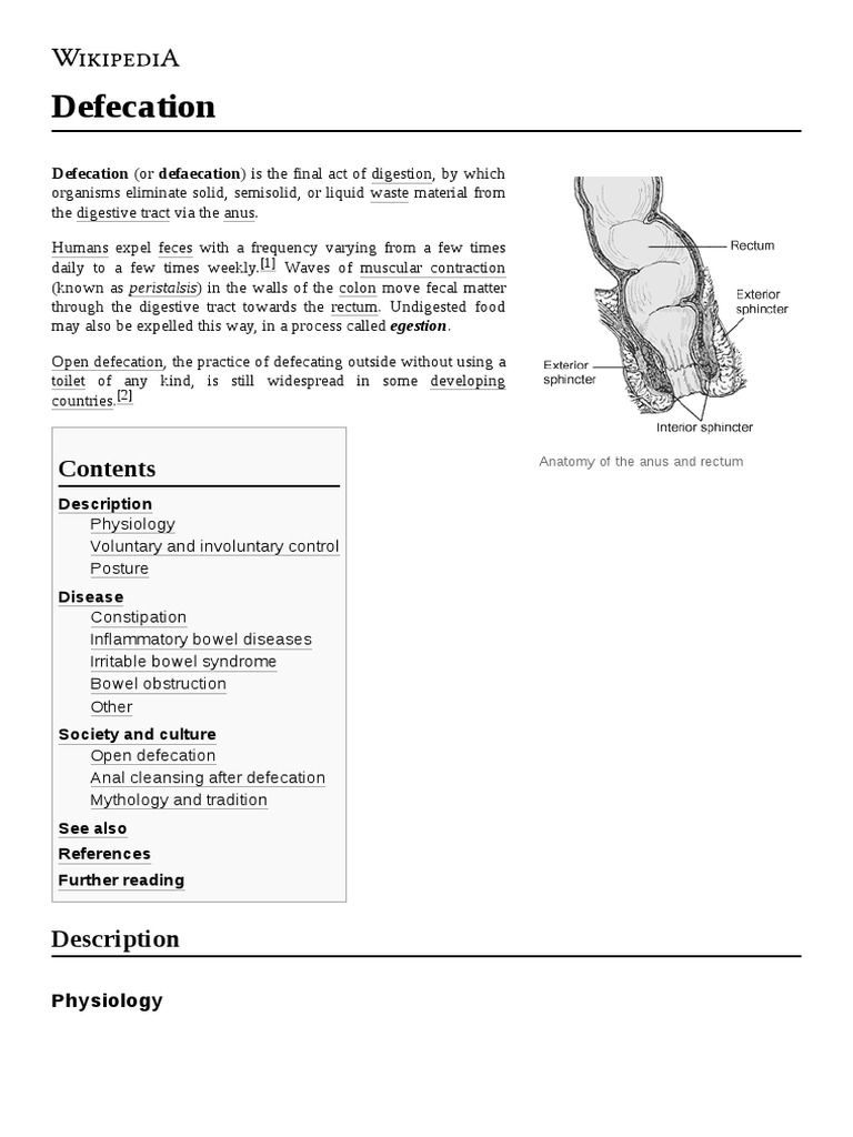 Defecation: Defecation (Or Defaecation) Is The Final Act of Digestion ...