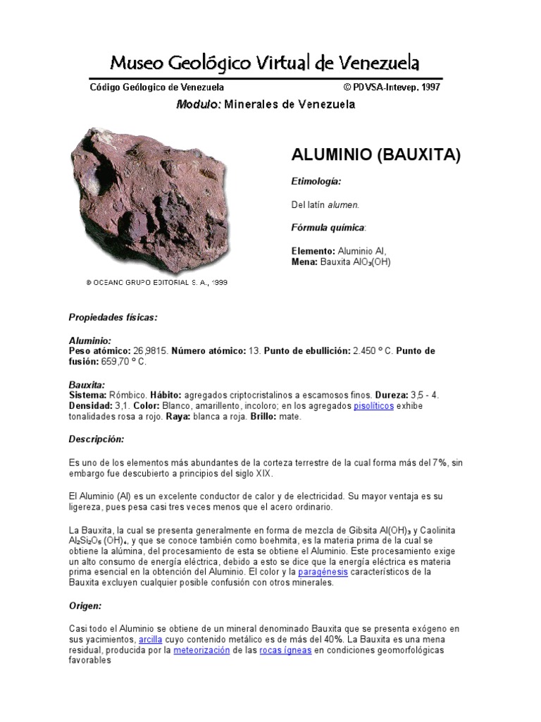 BAUXITA | PDF | Aluminio | Roca (geología)
