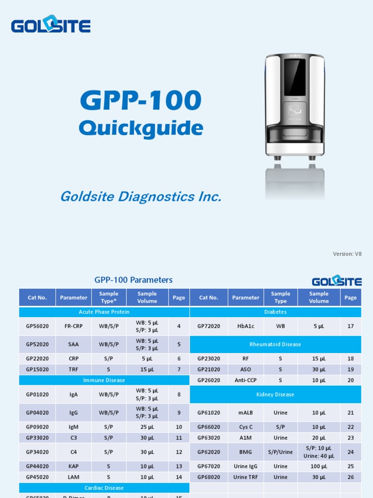 GPP-100 Quickguide | PDF | Blood Plasma | Assay