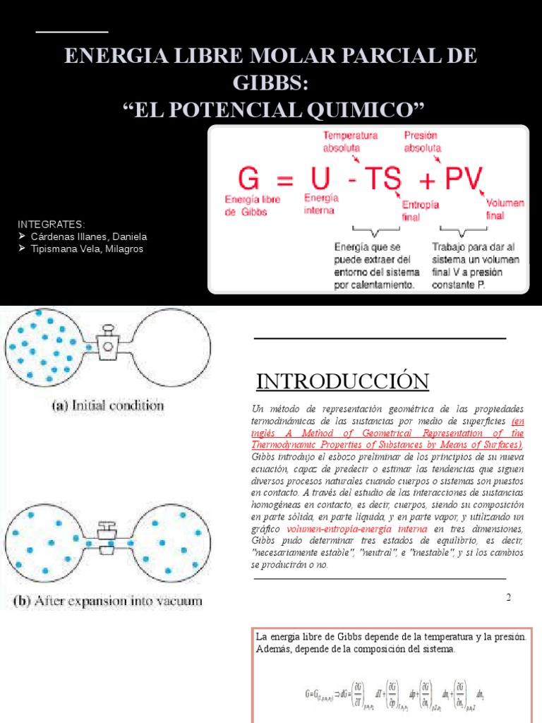 Energia Libre Molar Parcial de Gibbs-Exposicion | Descargar gratis PDF | Equilibrio químico ...