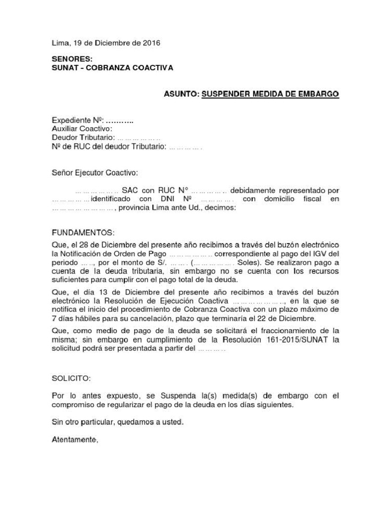 Carta A Sunat - Cheques | PDF