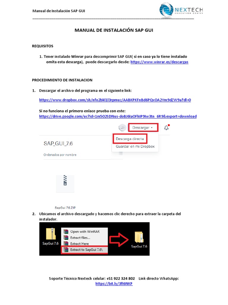 Manual Install SAP GUI 7.6 Basico Actual v2 | PDF | Ventana (informática) | Interfaces gráficas ...