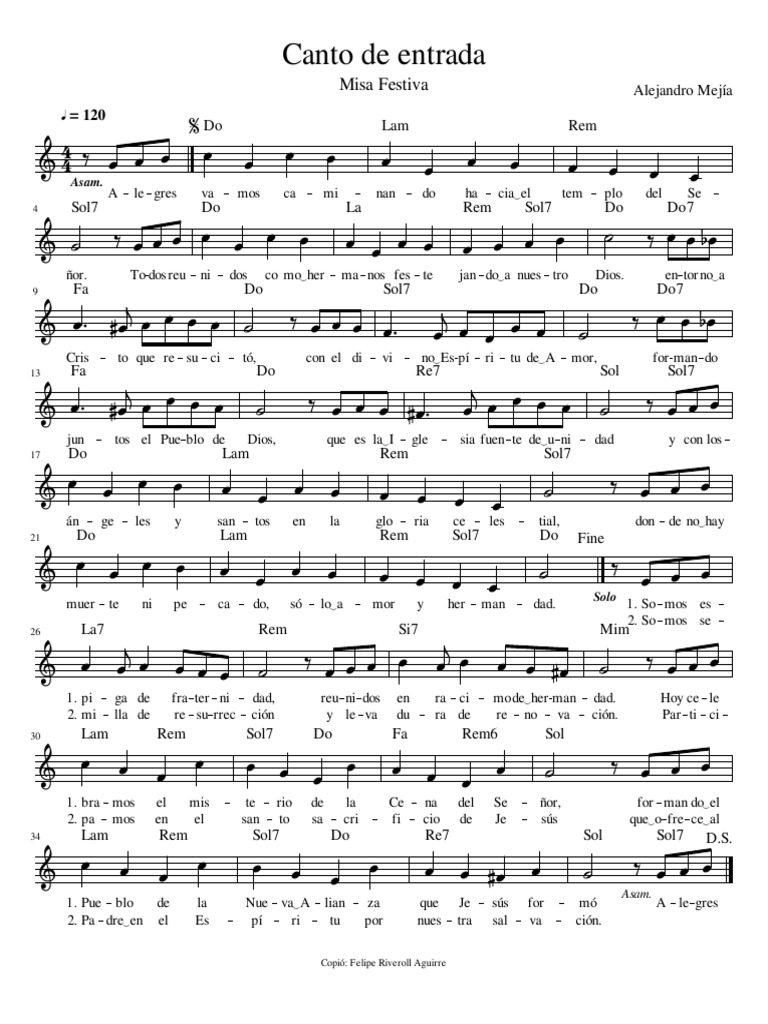 Entrada litúrgica para la misa festiva "Canto de entrada | PDF | Entretenimiento (general ...